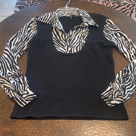 Venini | Tops | New With Out Tags Venini Zebra Print And Black Button ...